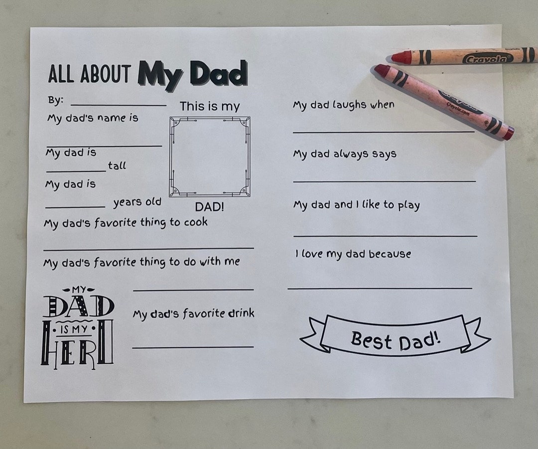 Father's Day Printable Card | Fill in the Blank | Foldable Card - Etsy