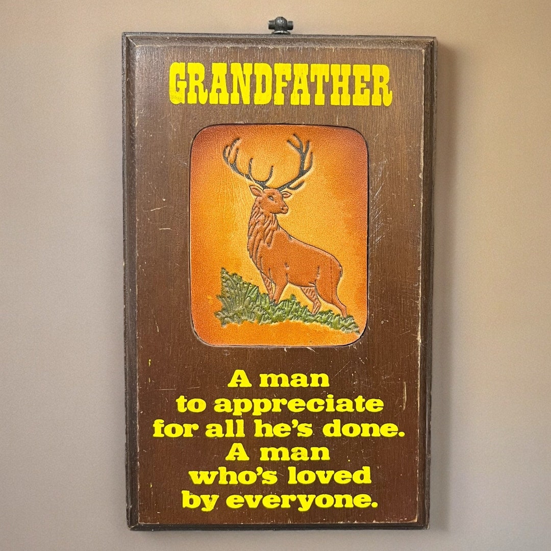 Vintage 1978 Wallace Berrie & Co GRANDFATHER Deer Wooden Wall Sign ...