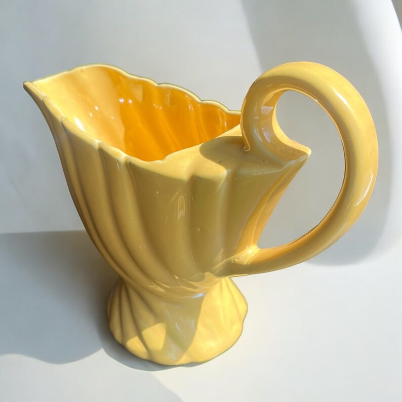 Vintage 1930s BAUER Cal-art Pottery Yellow Swirl Vase Pitcher Gravy ...