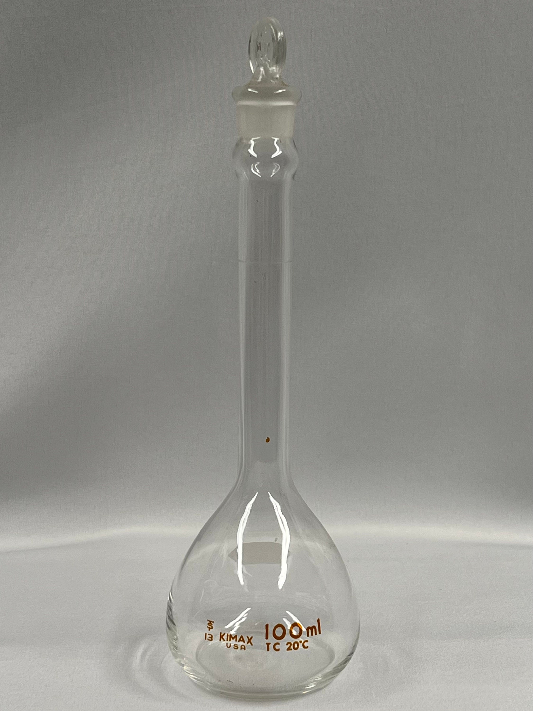 Vintage Pyrex 100 Ml Volumetric Flask Laboratory Glass With Stopper - Etsy