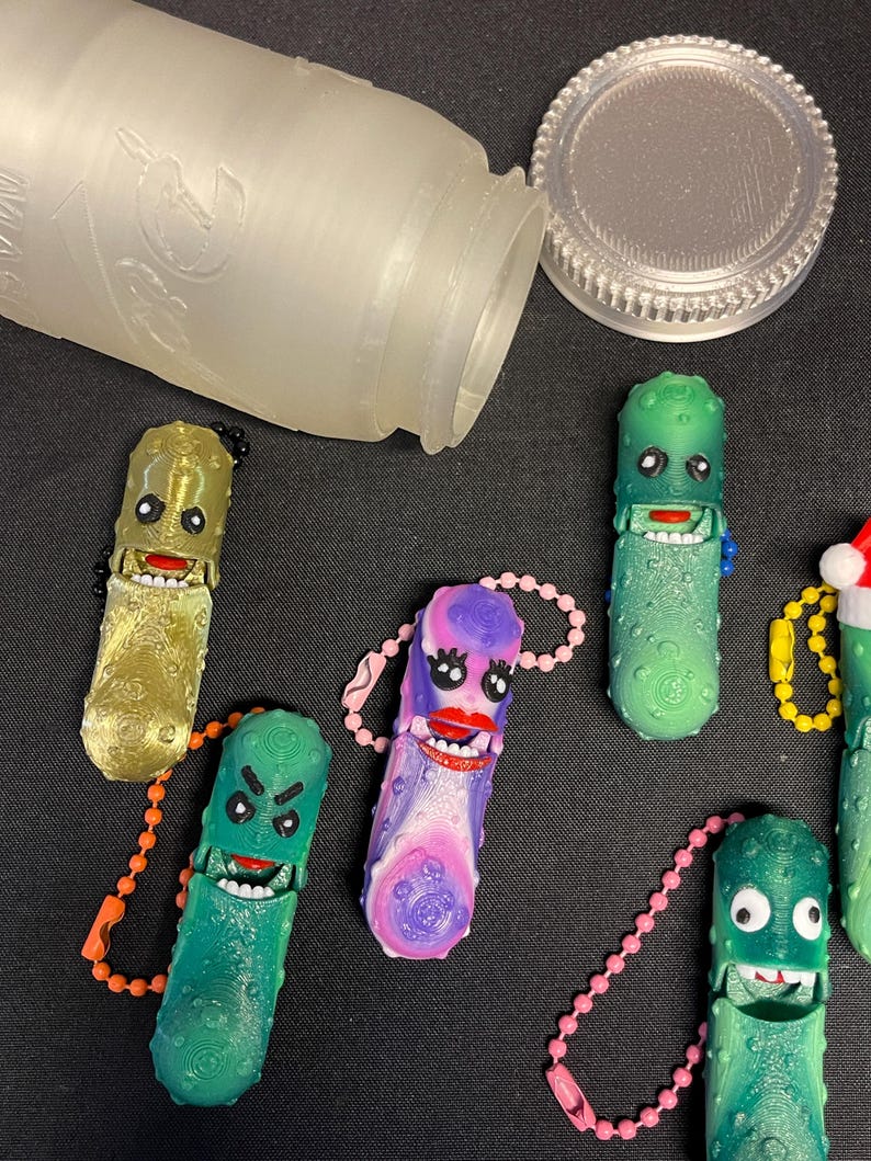 Pickle Fidget Toy: Sensory Keychain Backpack Charm - 3D Printed Pickle ...
