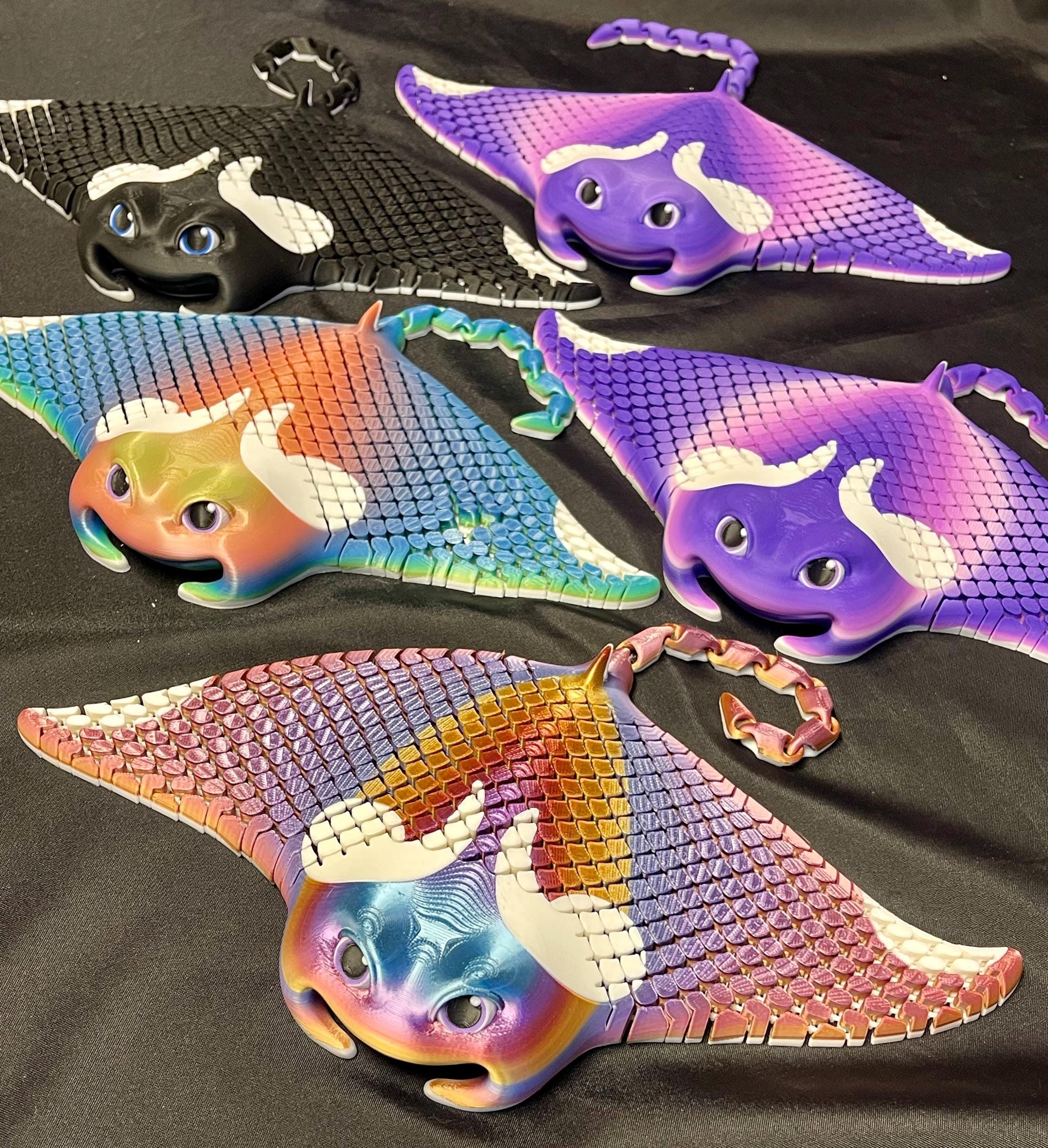 3D Printed Flexi Manta Ray - 3D Printed Decor Figurine - Ocean Life ...