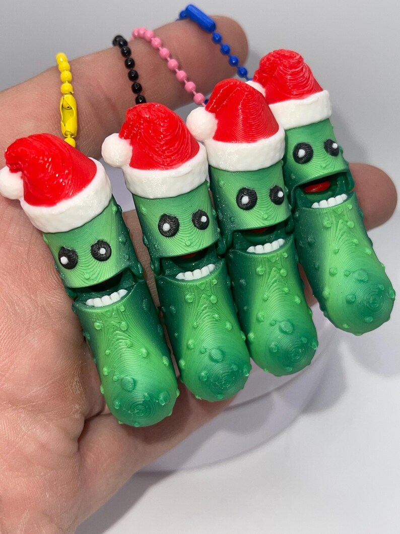 Santa Pickle Ornament Keychain Charm - Fidget Sensory - 3D Printed ...