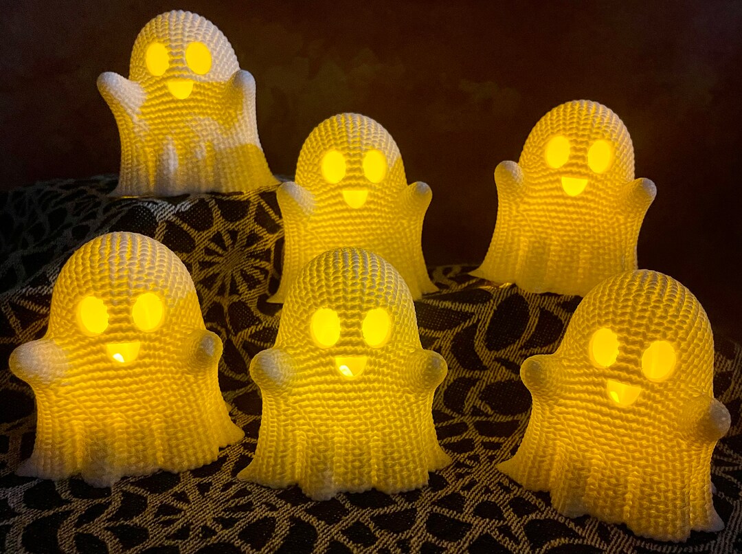 Boo Ghost With LED Tea Light Candle With Crocheted Texture - Etsy
