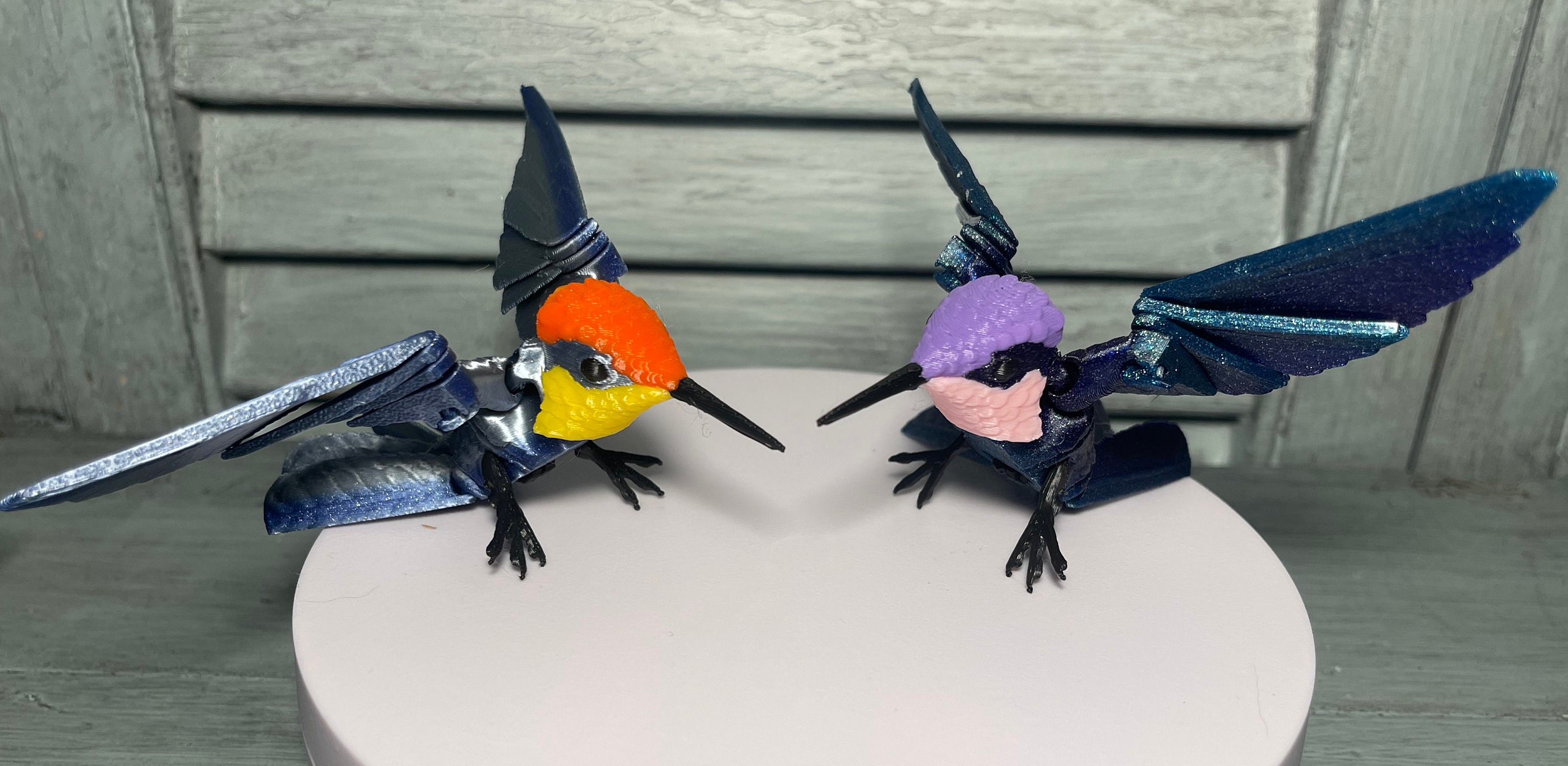 Posable Hummingbird Sculpture – Detailed 3D Printed Bird Art, Vibrant ...