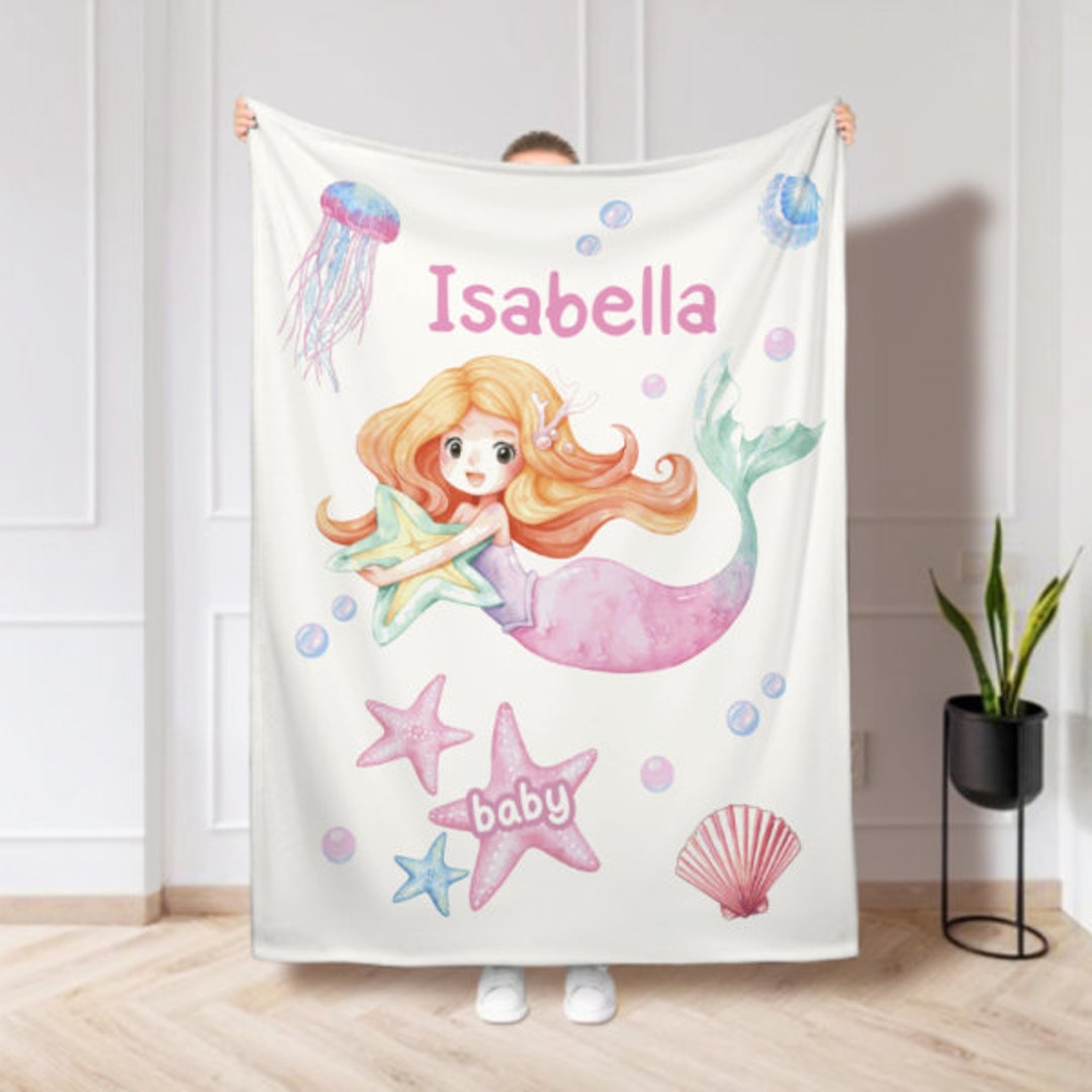 Personalized Mermaid Tail Blanket, Custom Name Blanket, Personalized ...