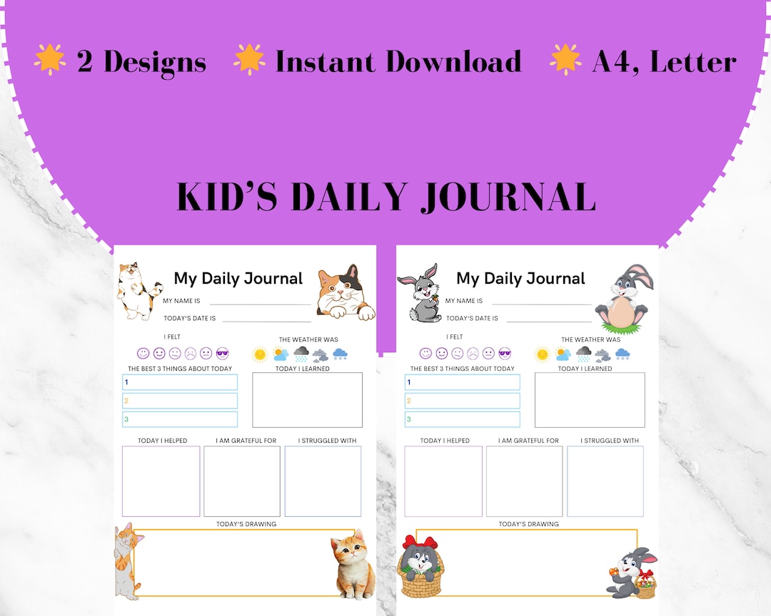 Kids Daily Journal Printable, Journal for Kids, Diary for Children ...