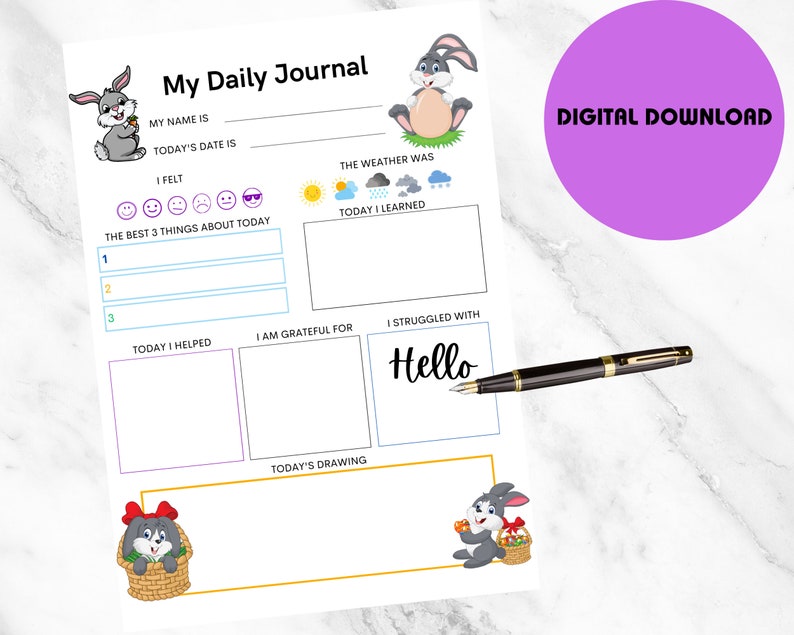 Kids Daily Journal Printable, Journal for Kids, Diary for Children ...