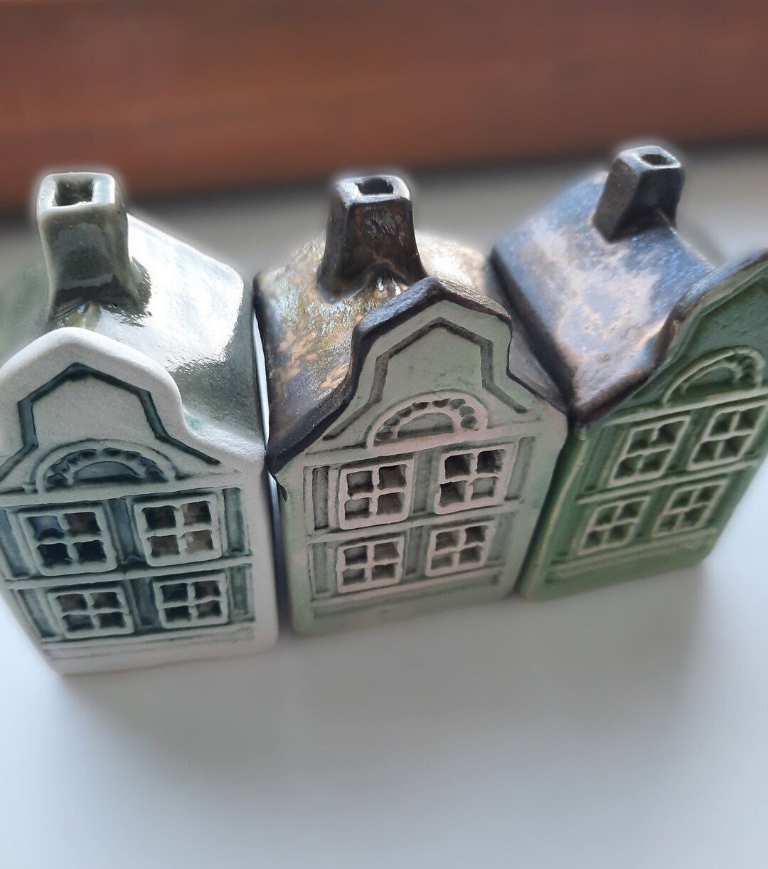 Set of Three Tiny Ceramic Houses, Ceramic Village, Tea Light Houses - Etsy