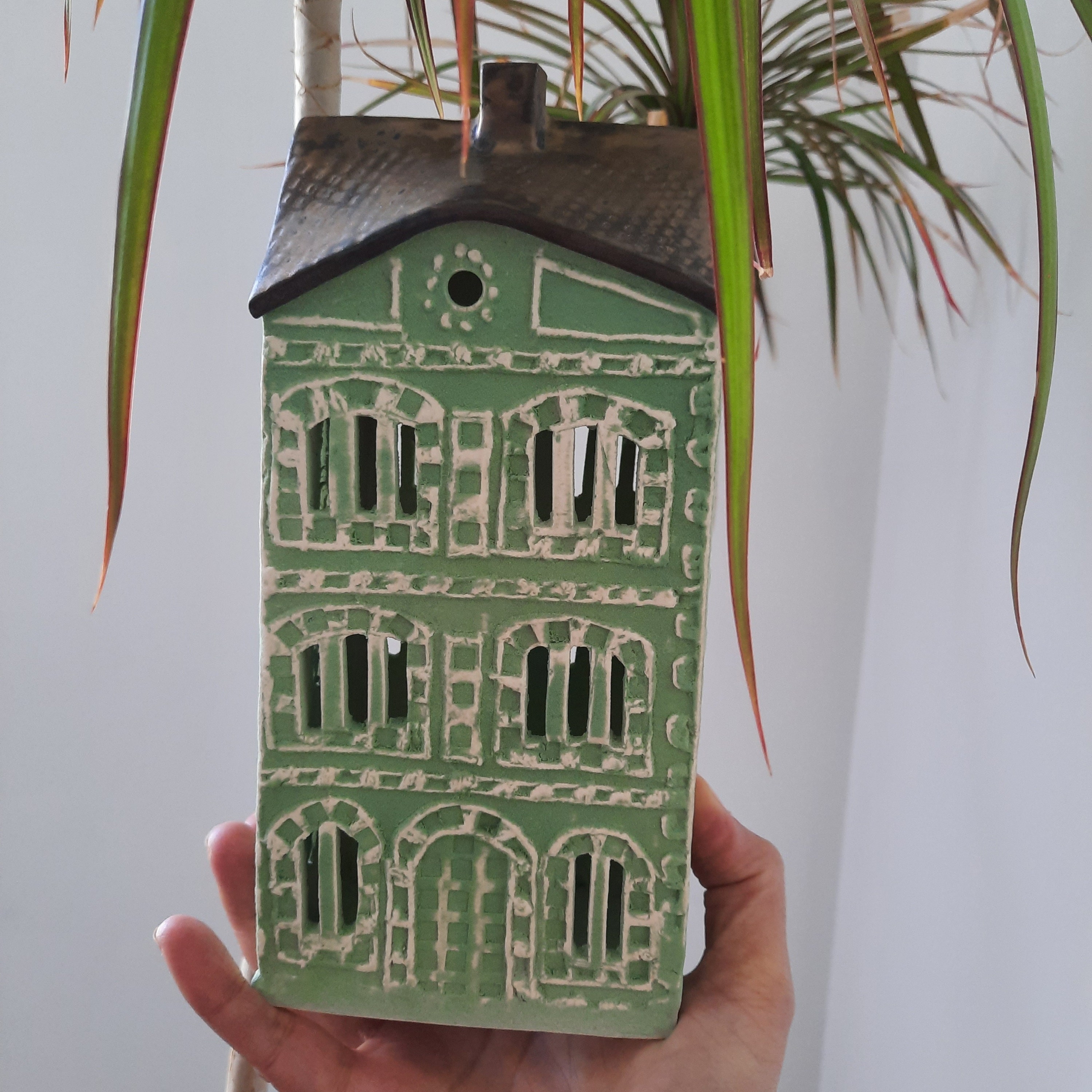 Green Decorative Ceramic House, Tea Light Holder - Etsy