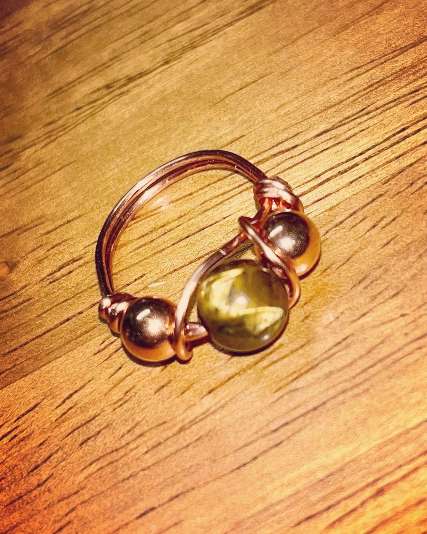 Tigers Eye Copper Wire Wrap Bead Ring Handmade Jewellery Gift - Etsy