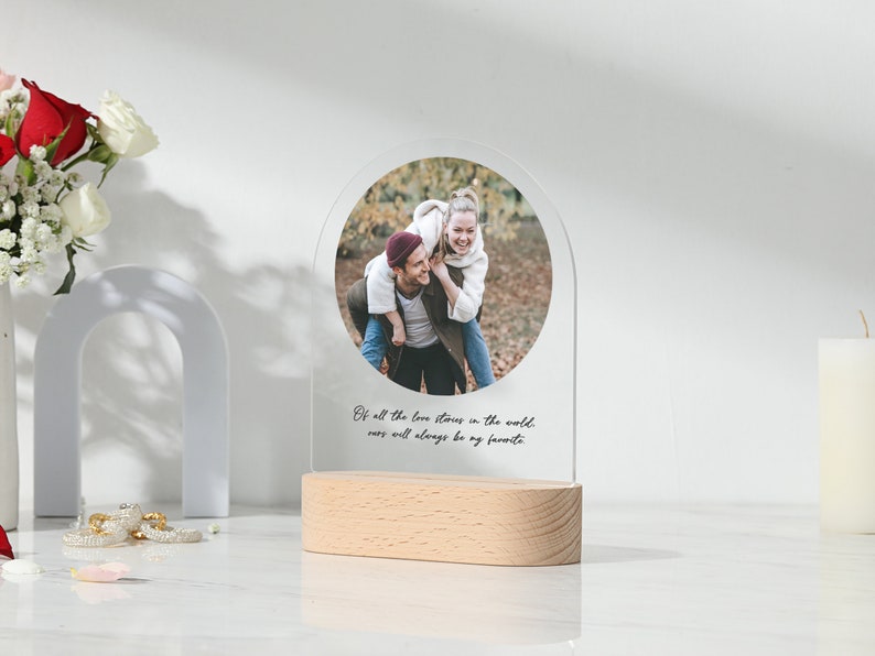 Custom LED Photo Acrylic Plaque With Stand | Personalized Picture ...