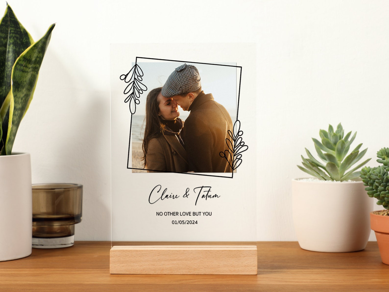 Personalized LED Photo Plaque Night Light | Custom Couple Photo Plaque ...