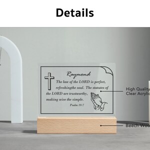 Custom Bible Verse LED Night Light Favorite Bible Quote Plaque With ...