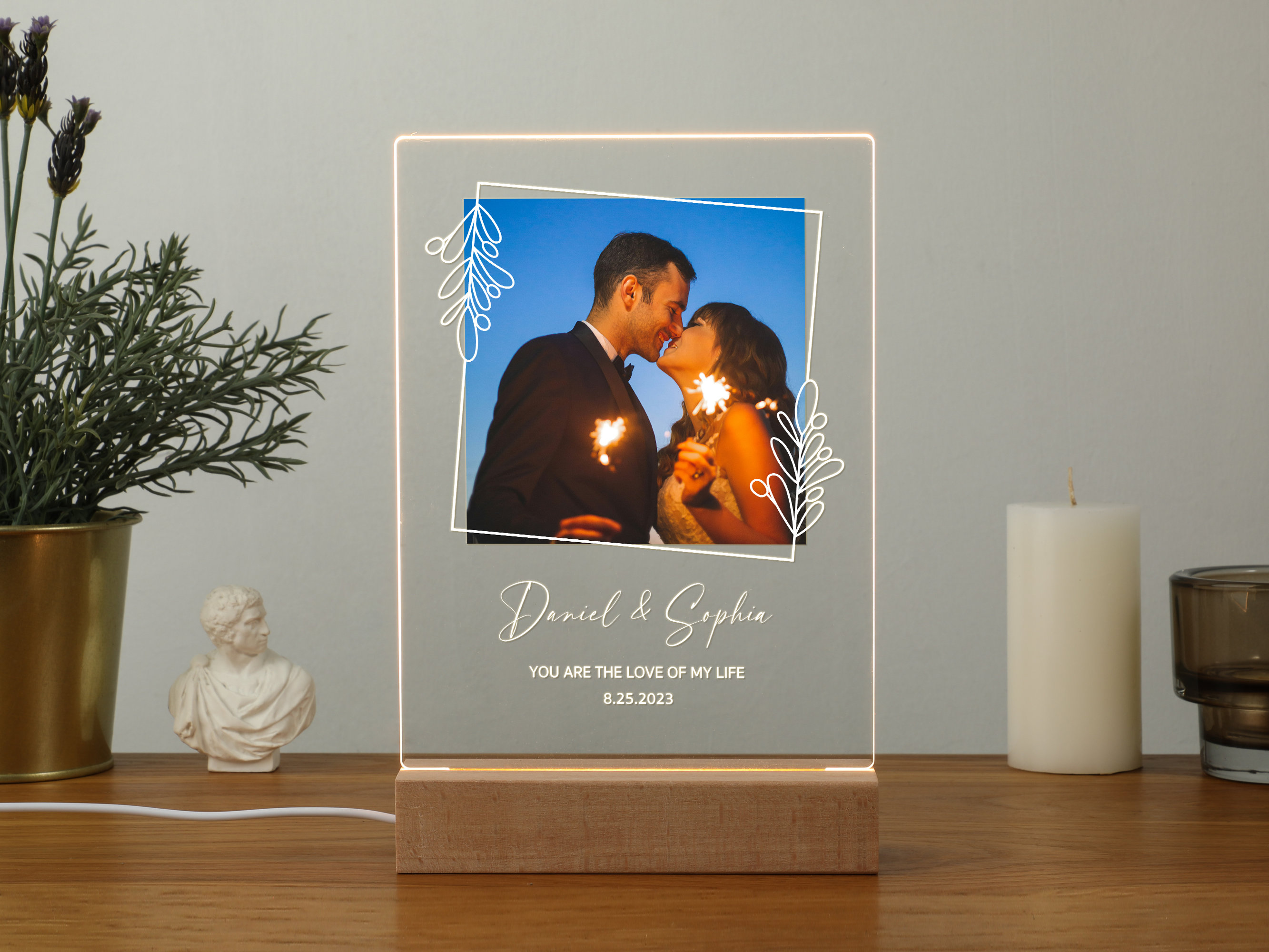 Personalized LED Photo Plaque Night Light | Custom Couple Photo Plaque ...