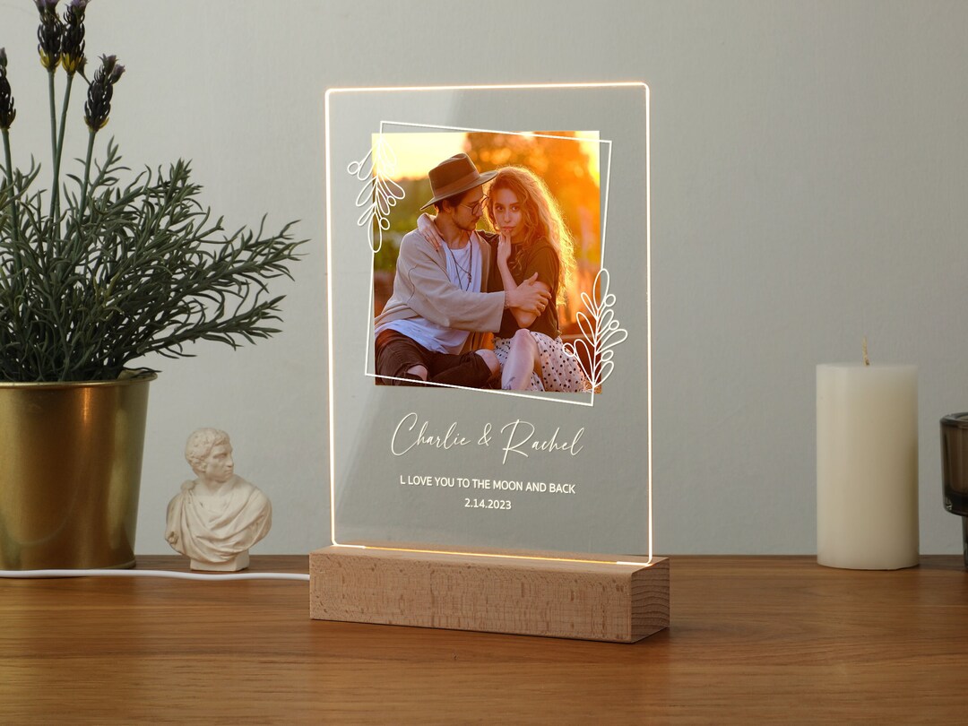 Personalized LED Photo Plaque Night Light | Custom Couple Photo Plaque ...