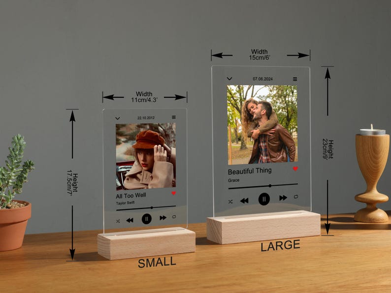Personalized LED Photo Plaque With Stand | Custom Song Night Light ...