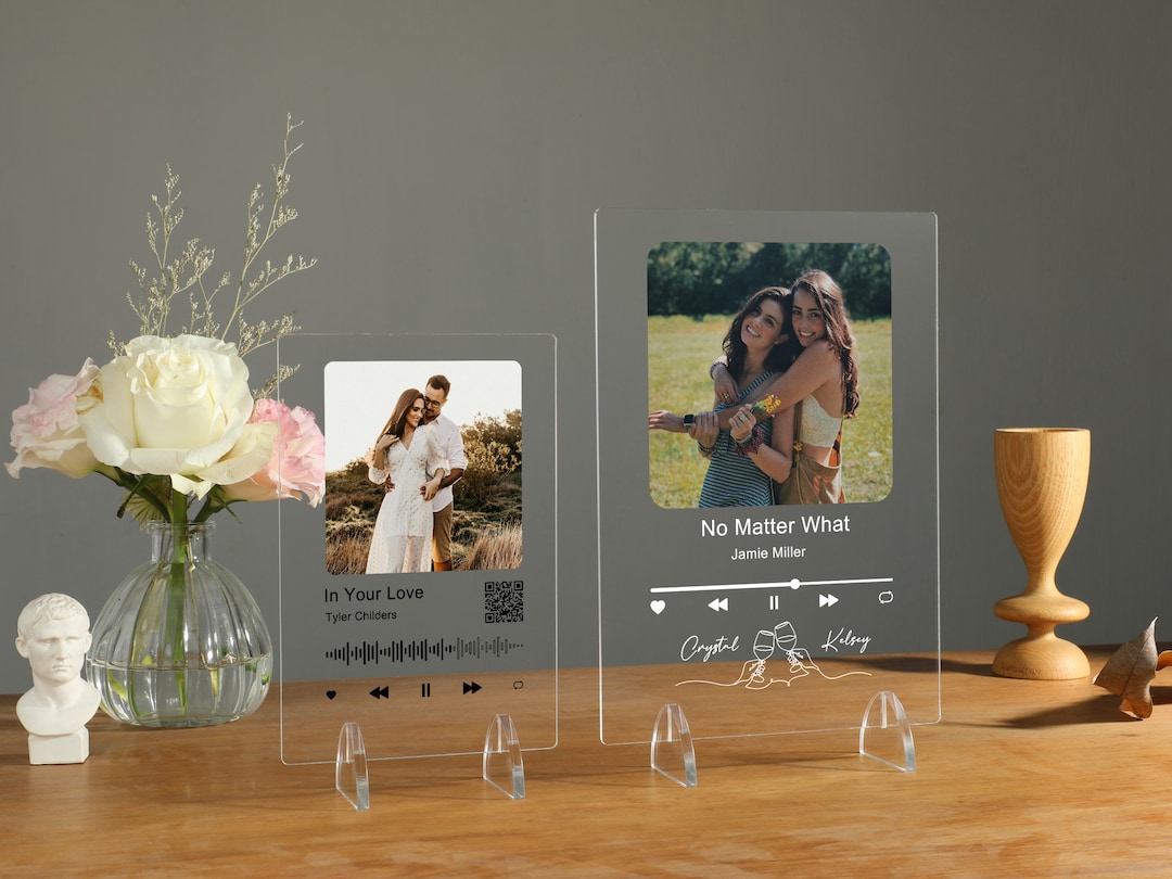 Personalised Photo Song Plaque With Stand | Custom Album Cover Plaque ...