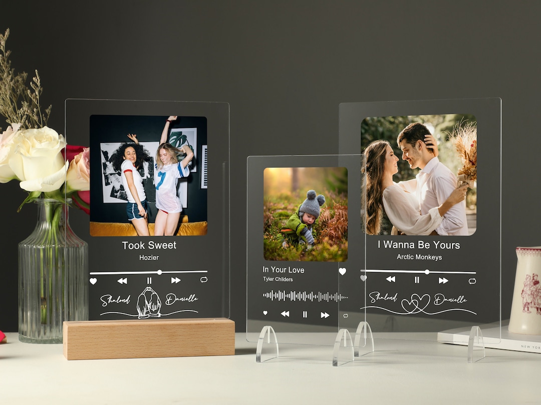 Personalised Photo Song Plaque With Stand | Custom Album Cover Plaque ...