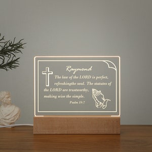 Custom Bible Verse LED Night Light Favorite Bible Quote Plaque With ...
