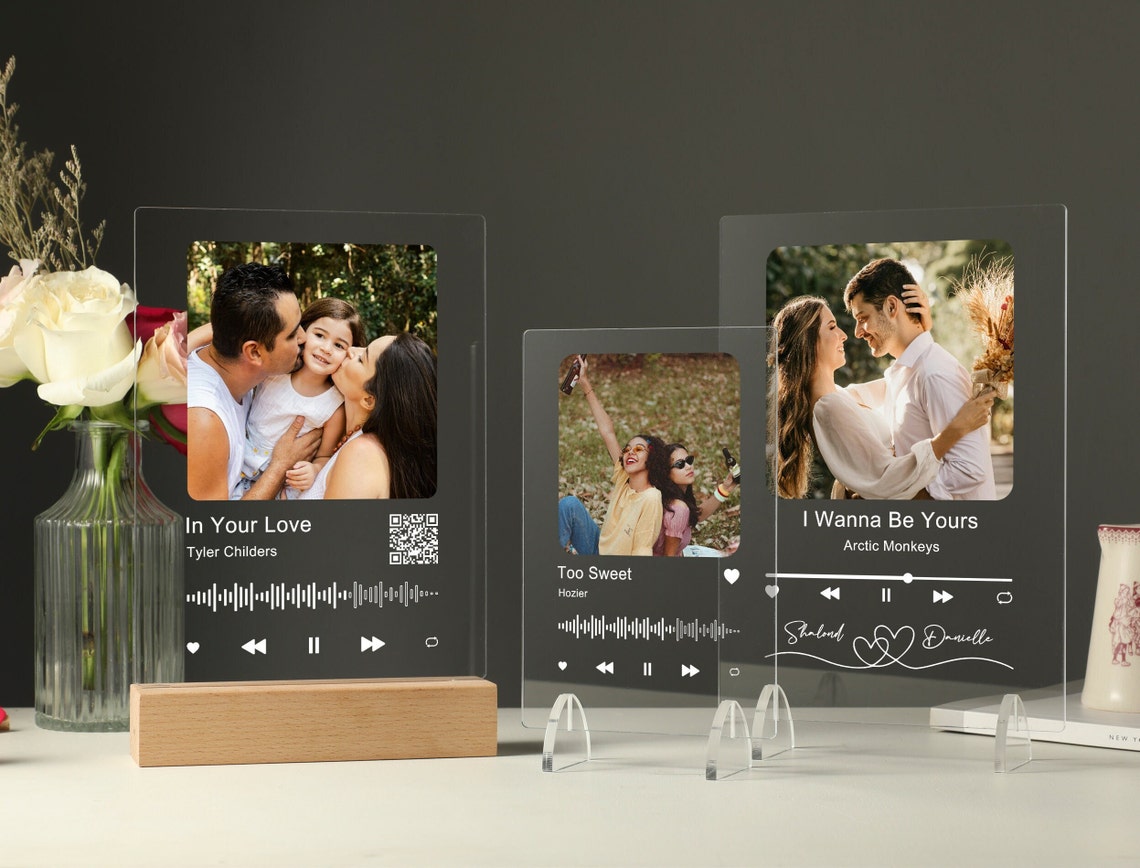 Personalised Photo Song Plaque With Stand | Custom Album Cover Plaque ...