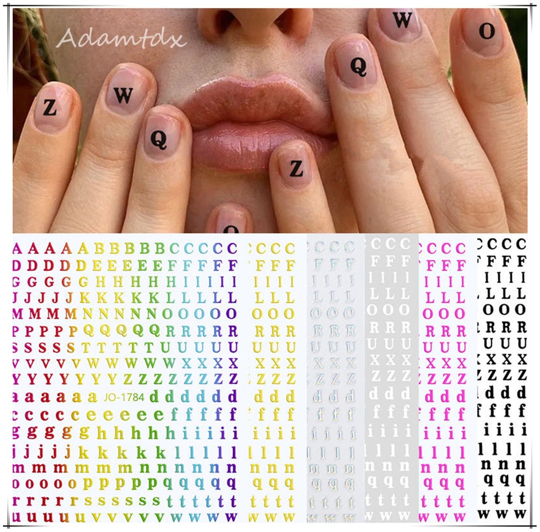 English Font Capital Letters Nail Art Stickers Laser Letter - Etsy