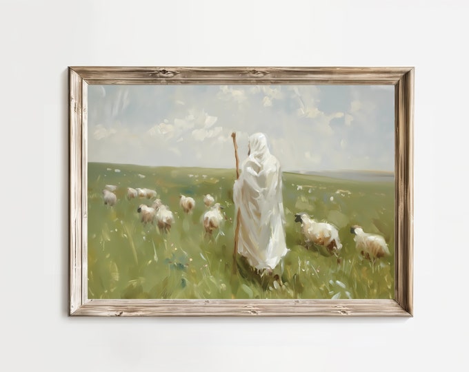 The Pasture He Provides LDS Art Jesus With Sheep the Good Shepherd ...
