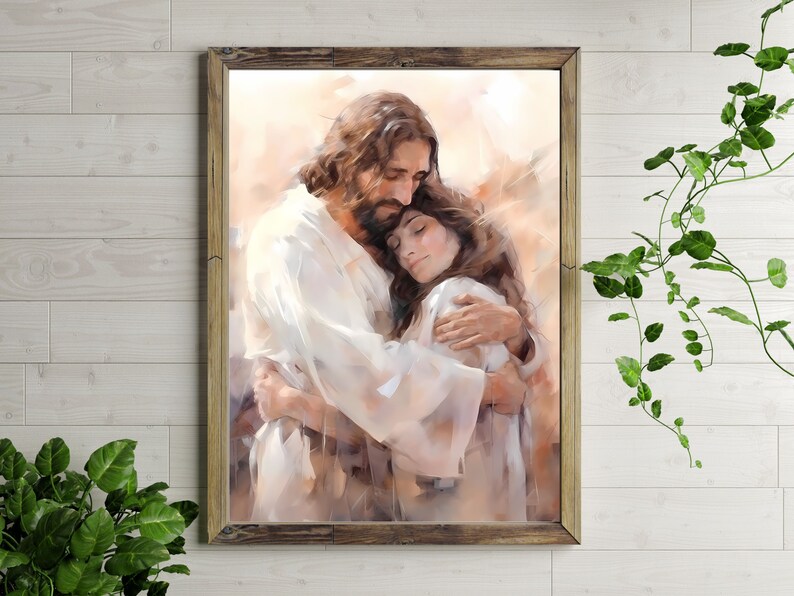 Divine Embrace Digital Download Jesus Embracing Woman - Etsy