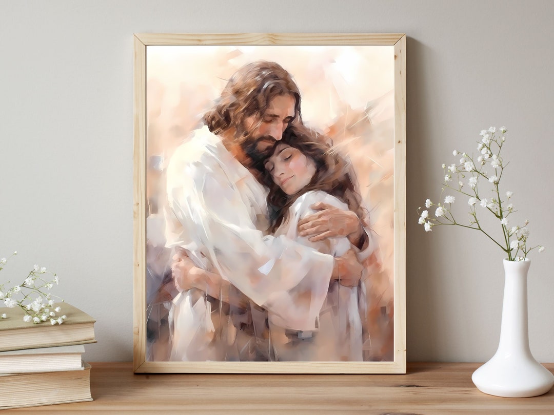 Divine Embrace Digital Download Jesus Embracing Woman Christian Art ...