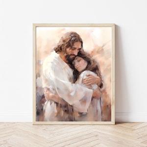 Divine Embrace Digital Download Jesus Embracing Woman Christian Art ...