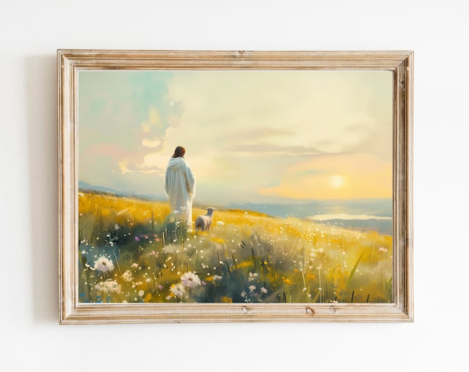 The Pasture He Provides LDS Art Jesus With Sheep the Good Shepherd ...