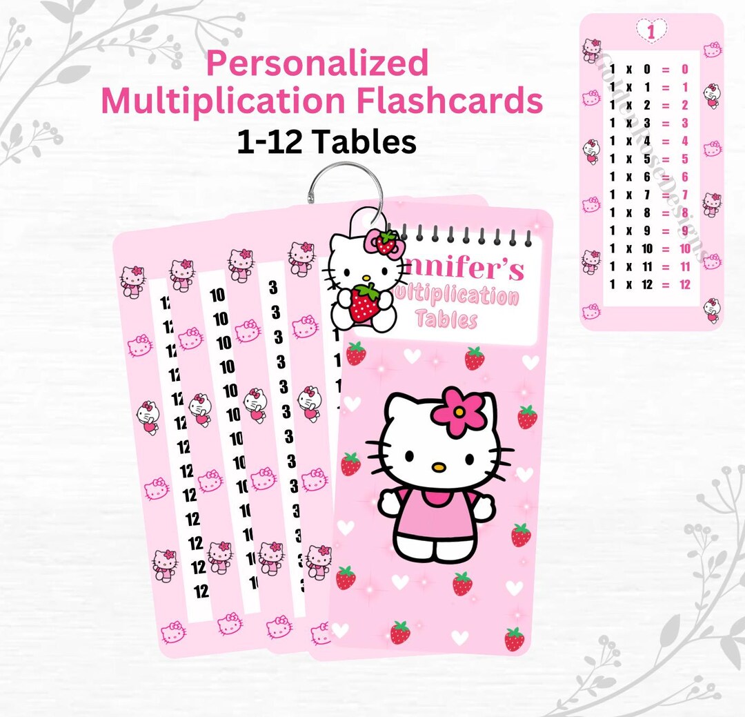 Hello Kitty Personalized Multiplication Tables Study Flashcards ...