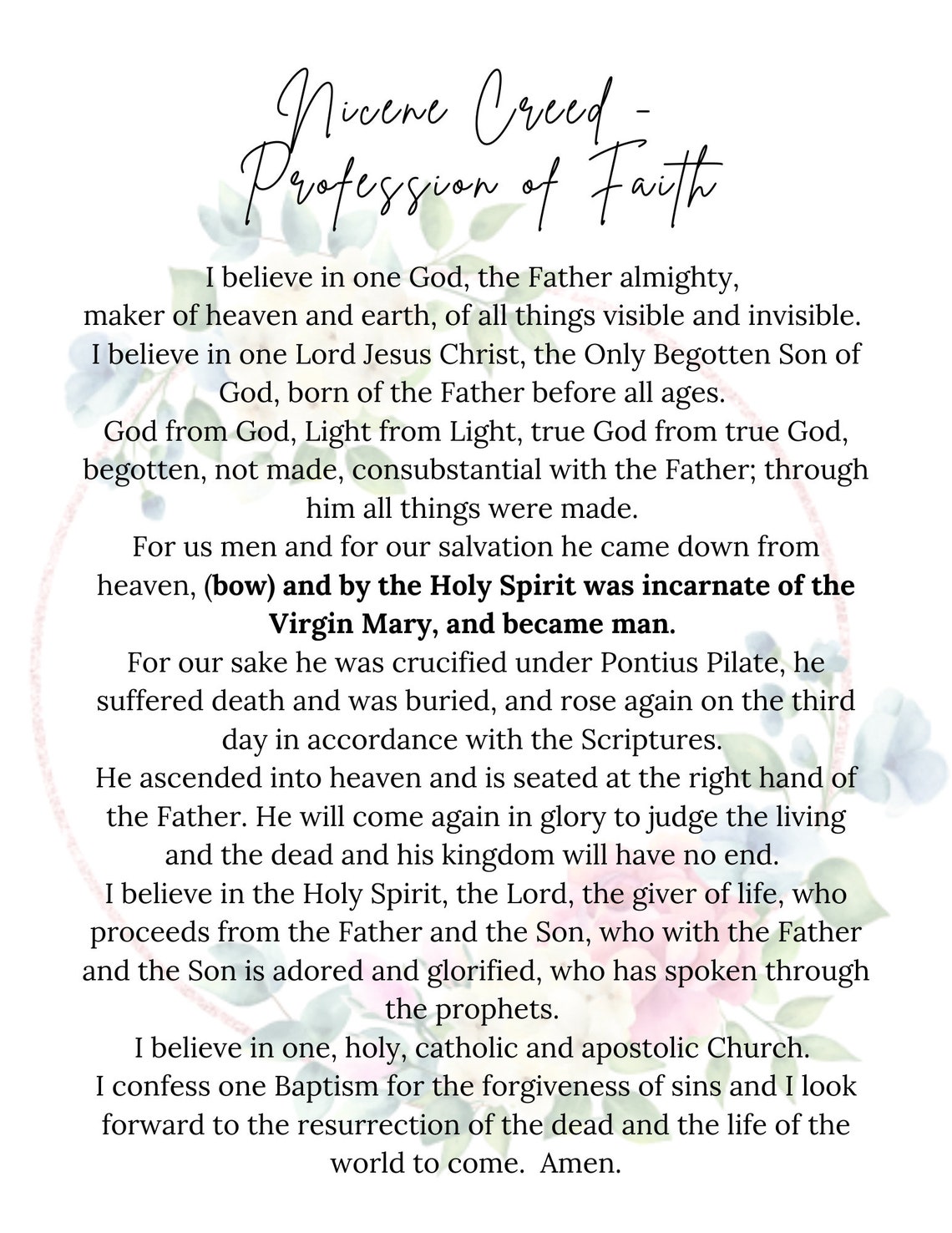 Nicene Creed - Catholic Profession of Faith - Catholic Prayers - Pink ...