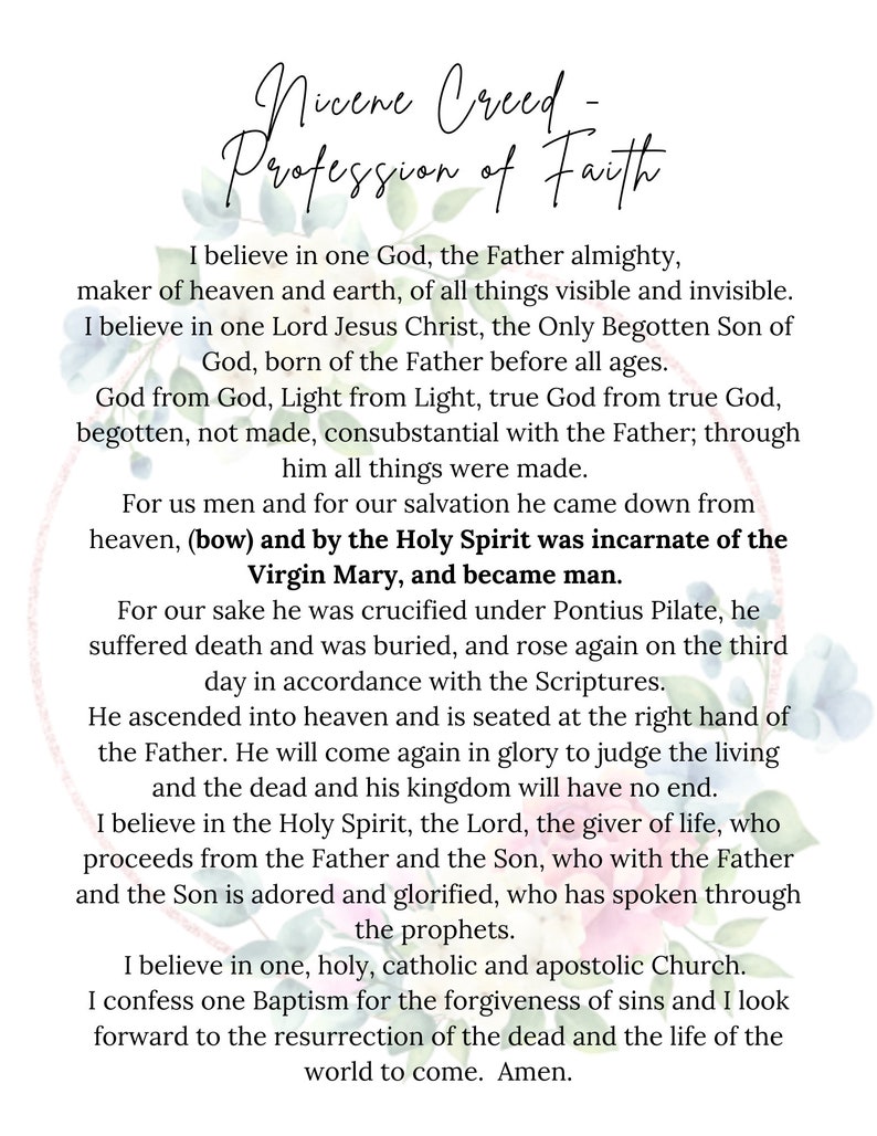 Nicene Creed - Catholic Profession of Faith - Catholic Prayers - Pink ...