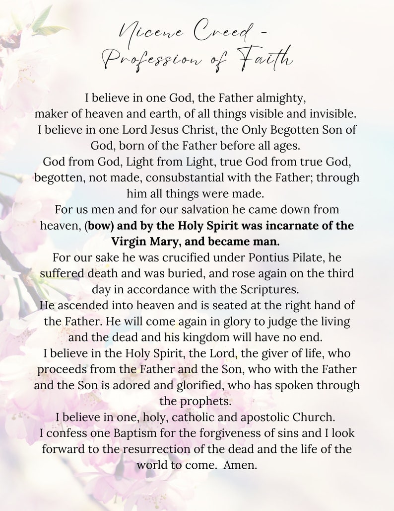 Nicene Creed - Catholic Profession of Faith - Catholic Prayers - Ocean ...