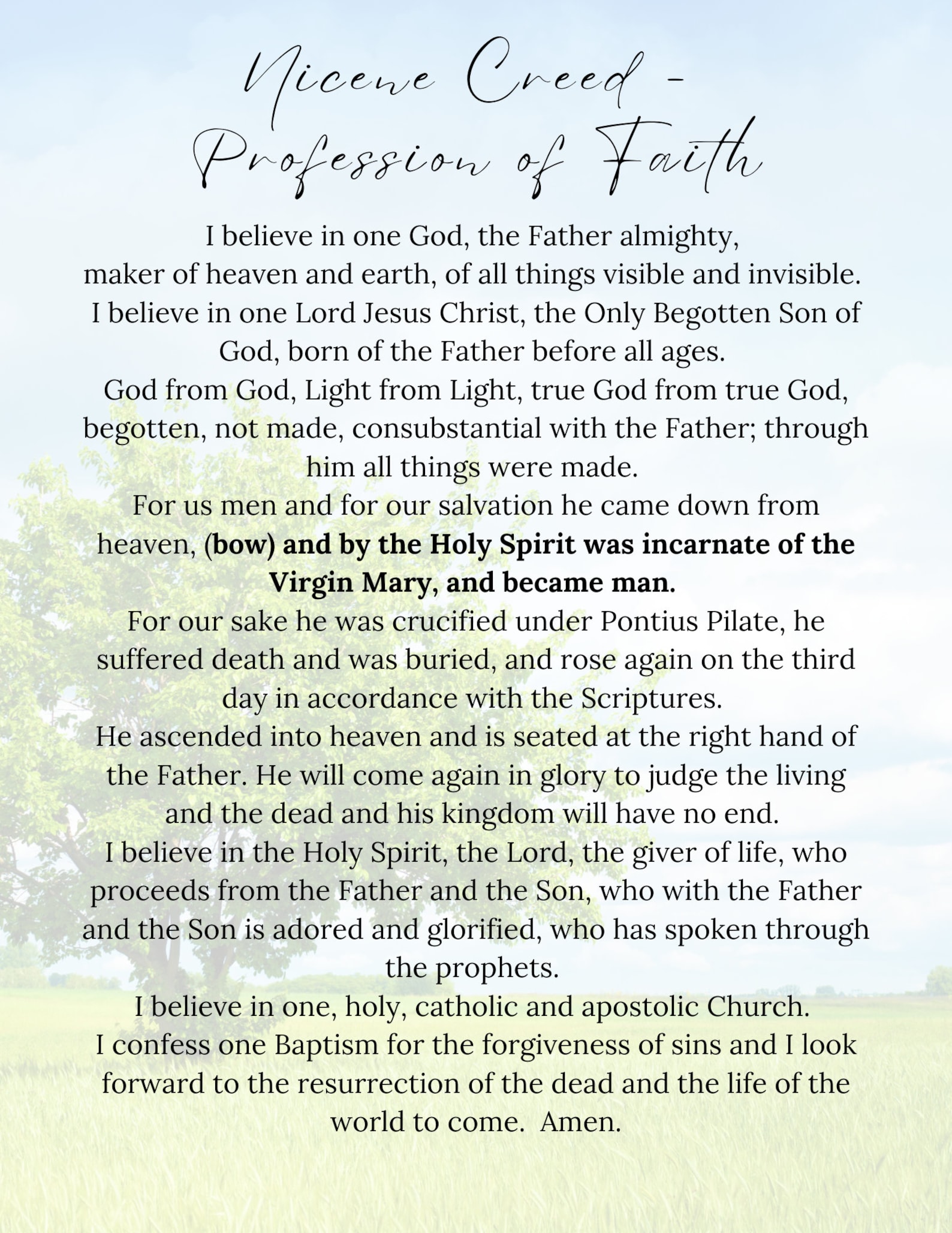 Nicene Creed - Catholic Profession of Faith - Catholic Prayers - Pink ...