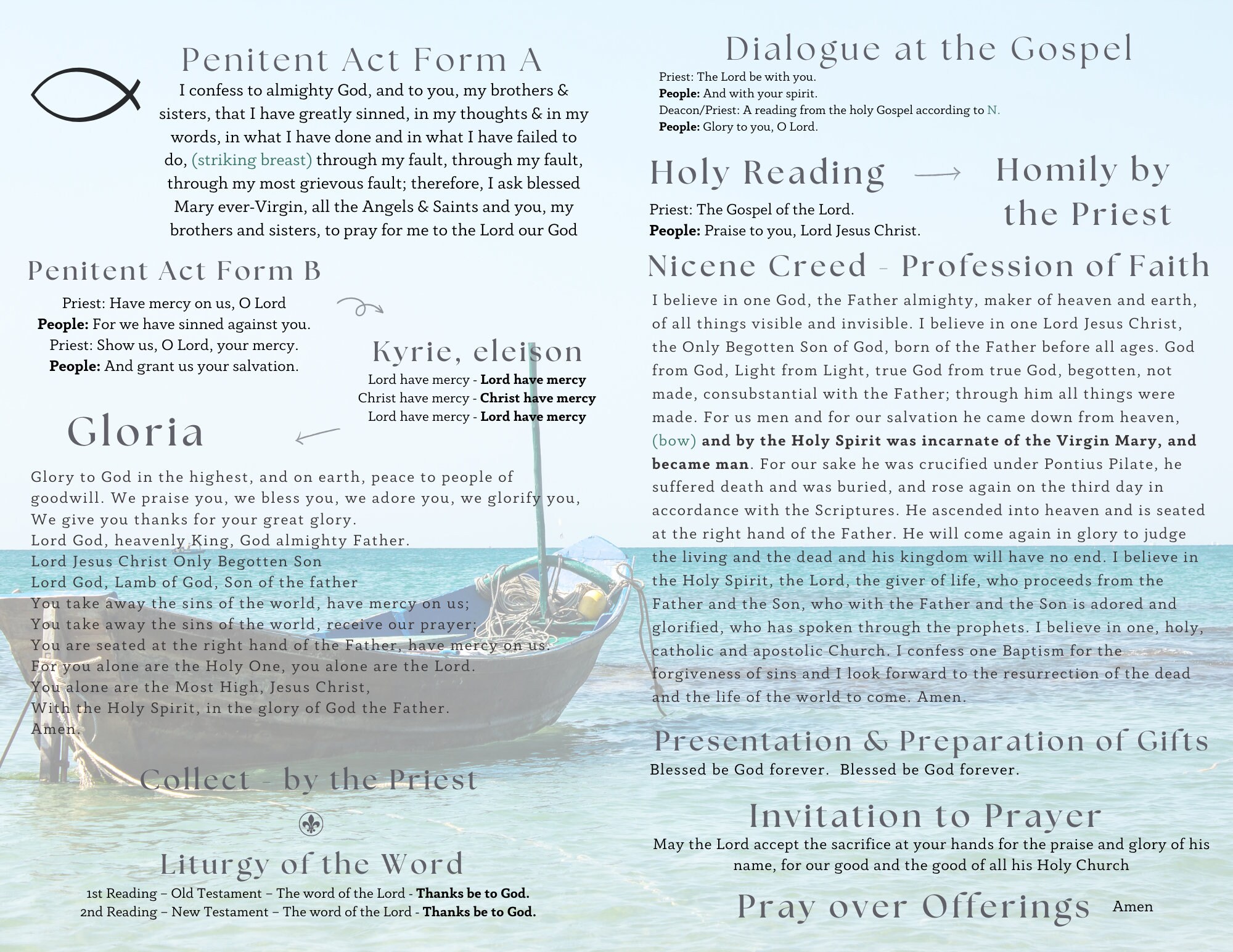 Catholic Mass Missalette, Beautiful Full Color, Matte Finish Card Stock ...