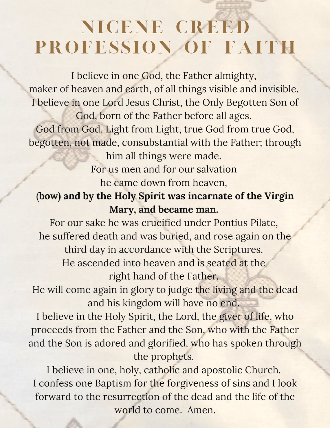Nicene Creed Catholic Profession of Faith Catholic Prayers Pink Flowers ...