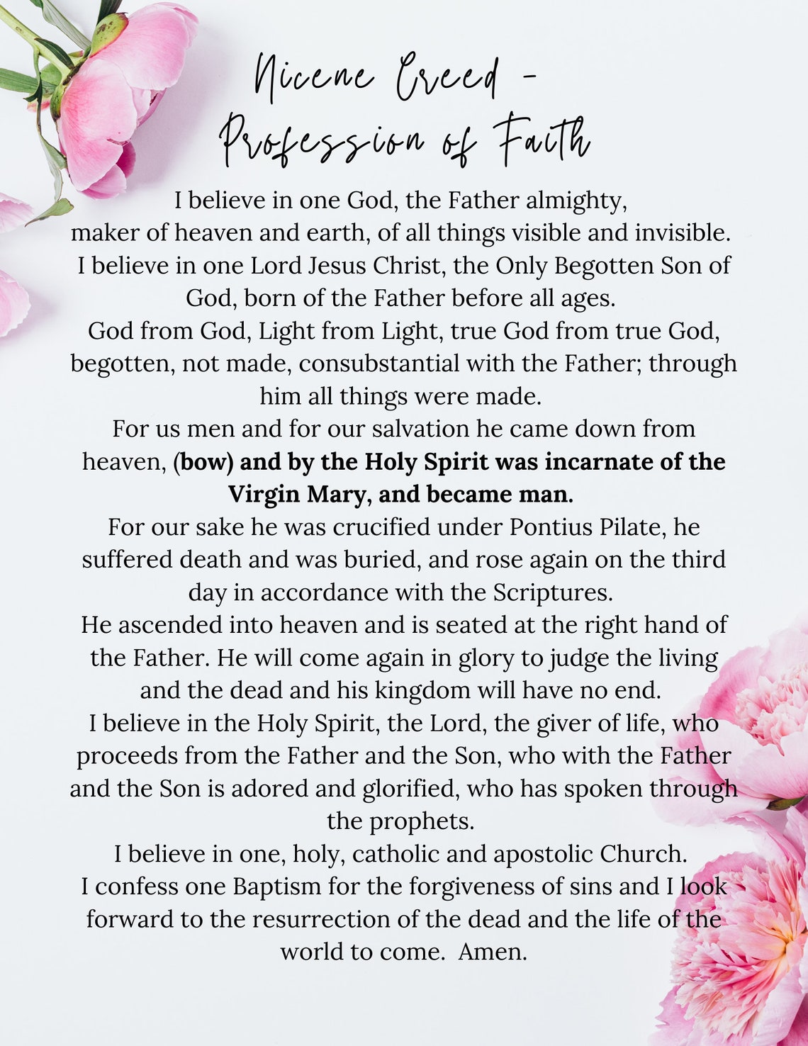 Nicene Creed - Catholic Profession of Faith - Catholic Prayers - Pink ...