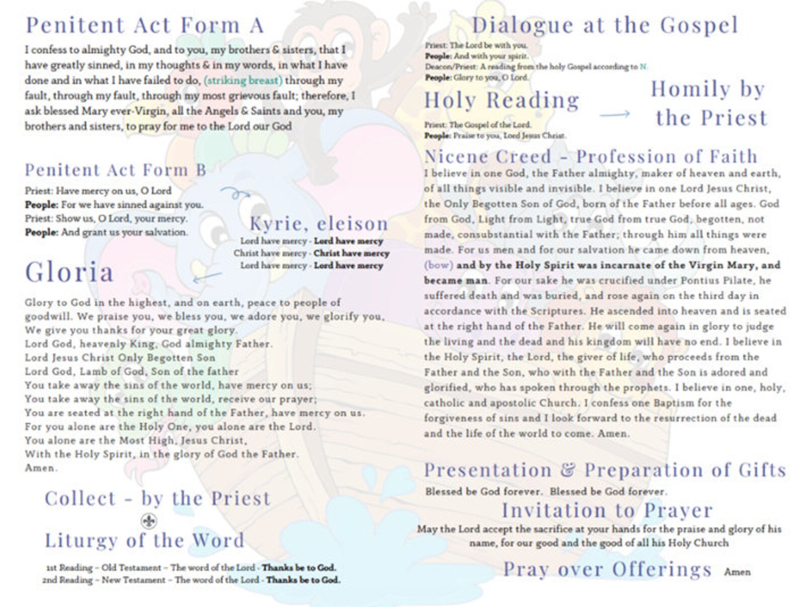 Catholic Mass Missalette, Beautiful Full Color, Matte Finish Card Stock ...