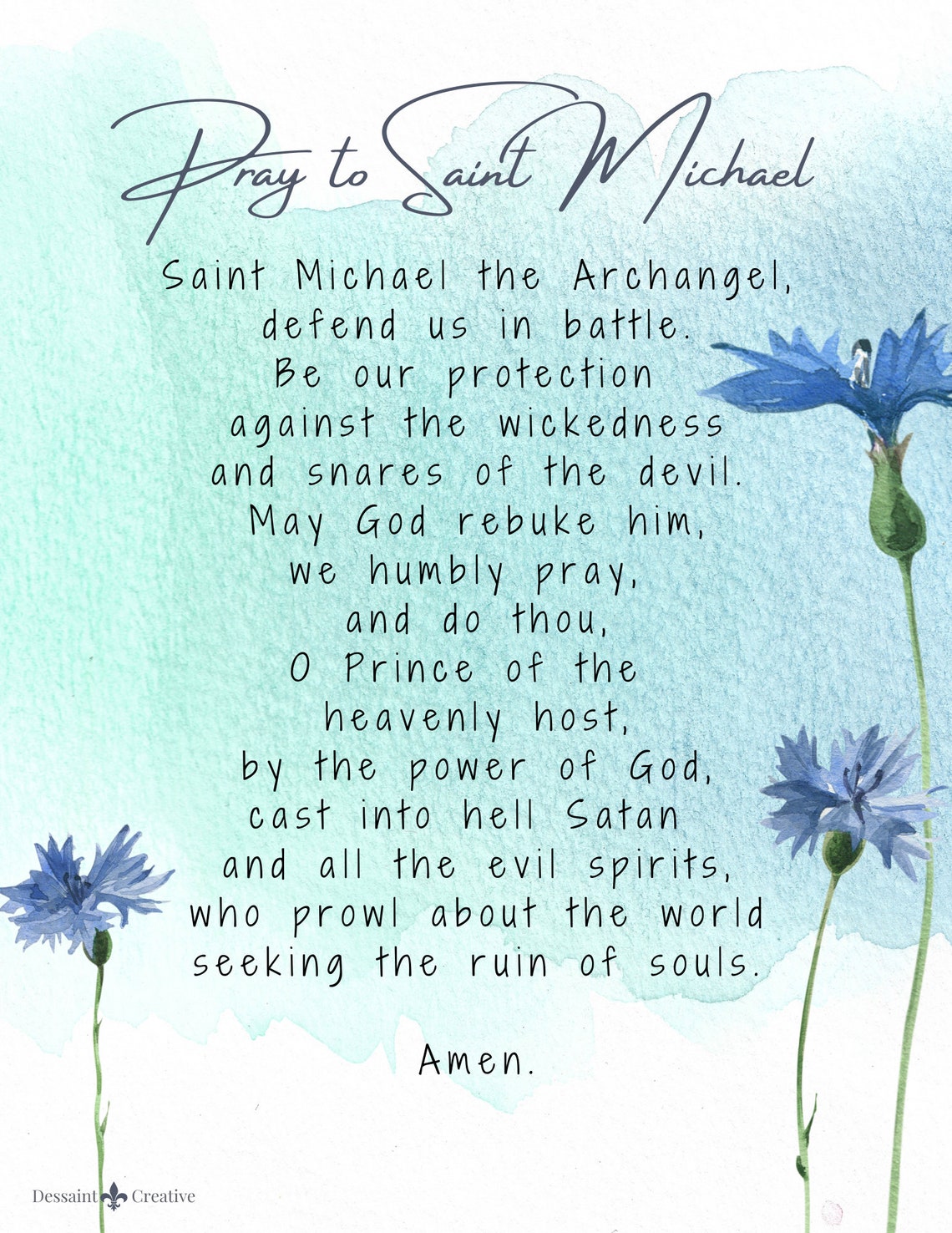 Prayer to Saint Michael - 8.5x11 - Flower Edges - Digital Download - Etsy