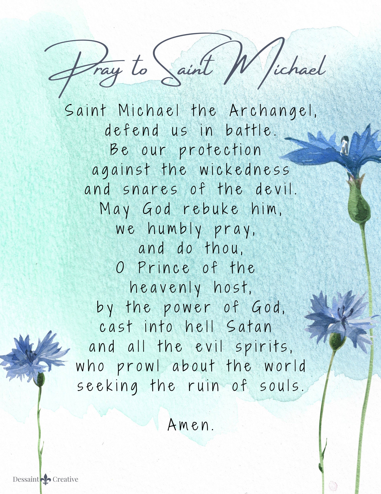 Prayer to Saint Michael - 8.5x11 - Flower Edges - Digital Download - Etsy