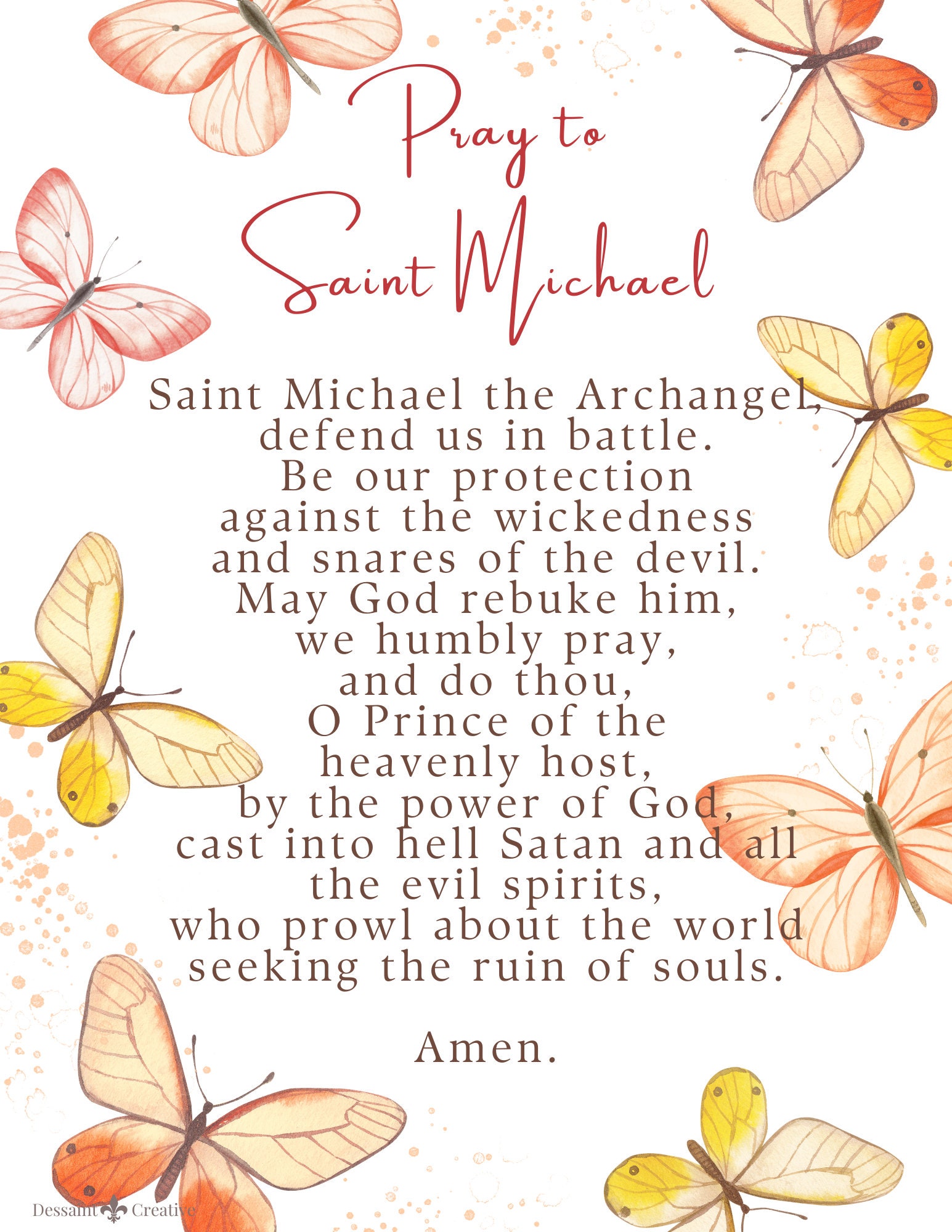 Prayer to Saint Michael - 8.5x11 - Flower Edges - Digital Download - Etsy