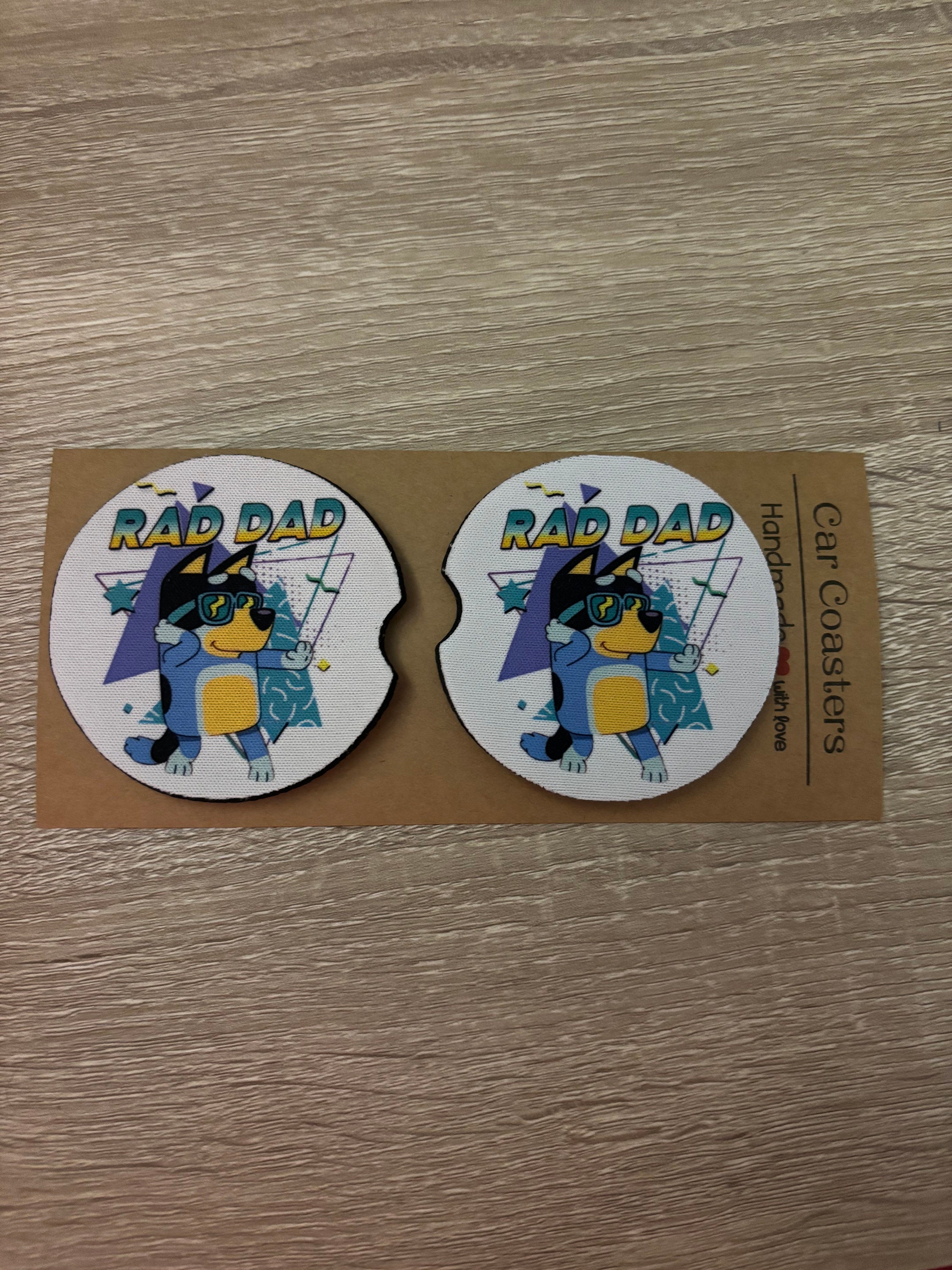 Blueyy Dad Bandit, Rad Dad Blueyy Parent Car Coaster, Car Accessory ...