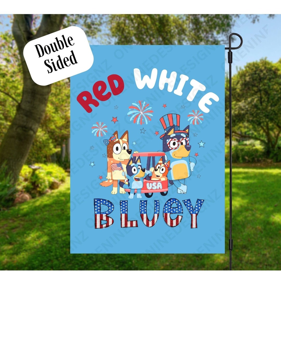 Blueyy Family Red White Blueyy Garden or Yard Flag, House Decor, Blueyy ...