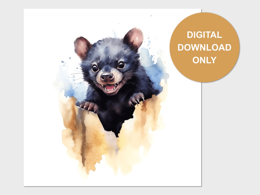 Australian Tasmanian Devil Watercolour Art Print Digital Download - Etsy