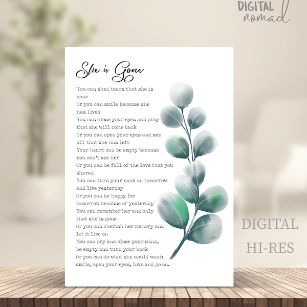 She is Not Gone Poem - Etsy