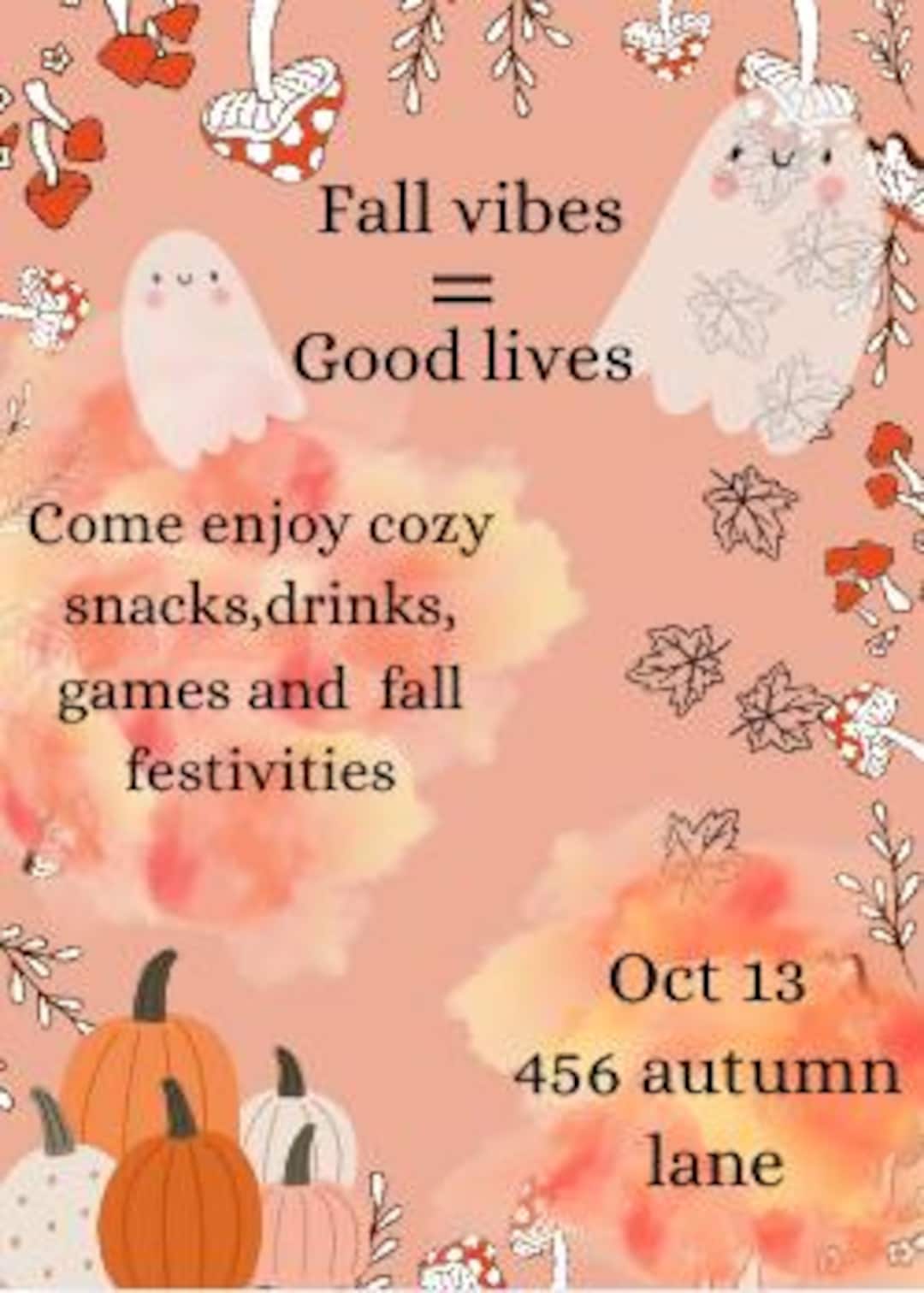 Fall Vibes Hangout Invitation, Cozy Autumn Party Editable Canva ...
