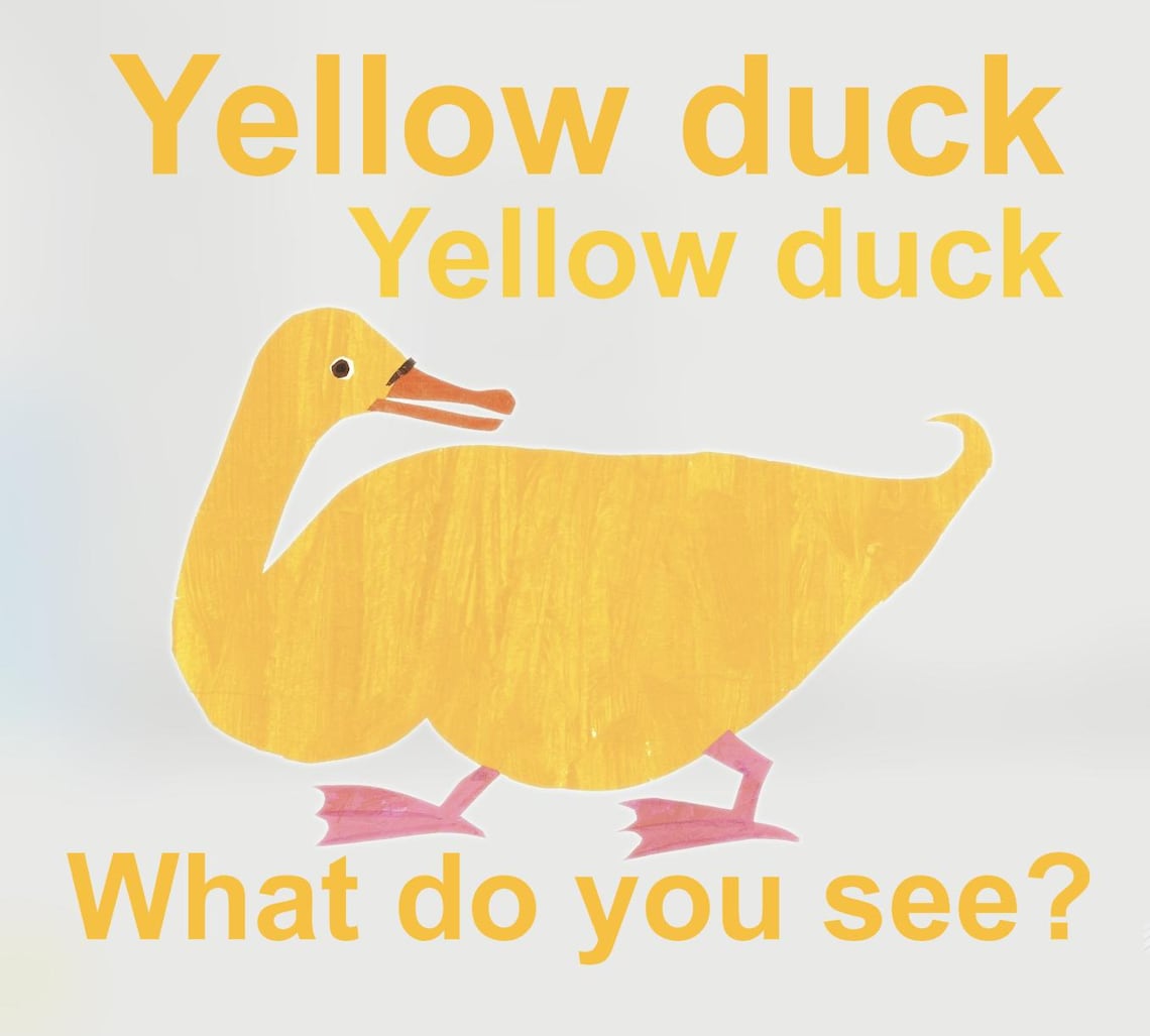 Yellow Duck- Brown Bear Brown Bear Print - Etsy