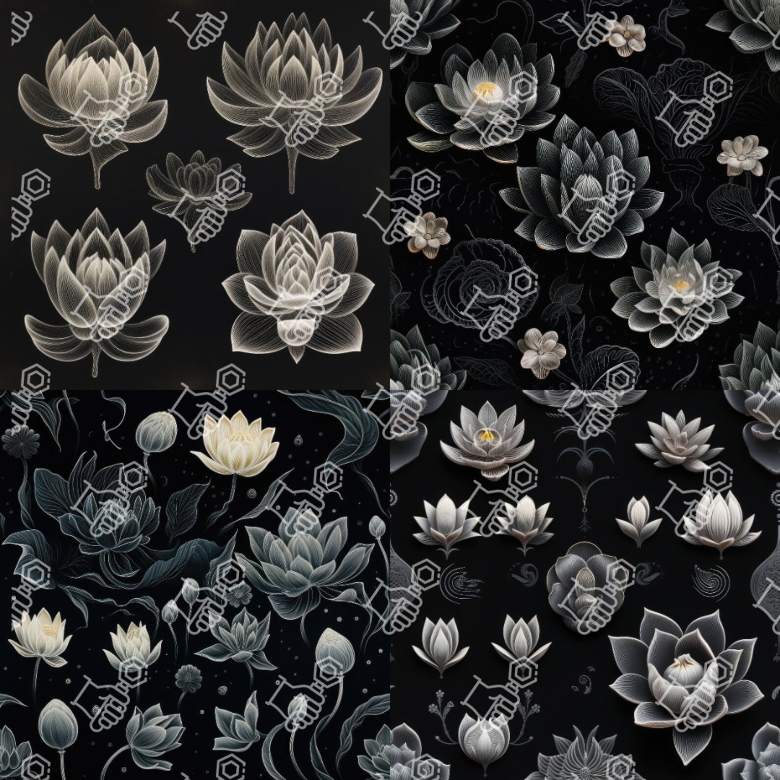 Lotus Seamless, Lotus Pattern, Floral Seamless, Floral Pattern, Digital ...